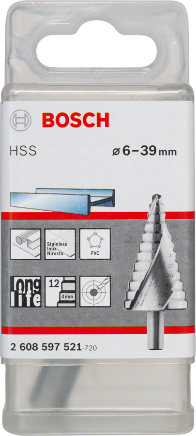 HSS Step Drill Bit, 3-flat Shank - Bosch Professional