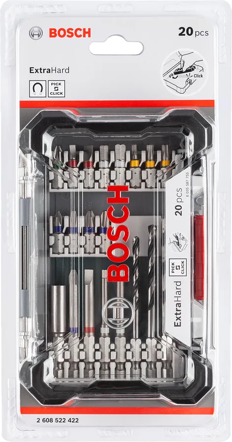 Pick & Click Extra Hard Drill and Drive Mixed Set, 20-piece - Bosch ...