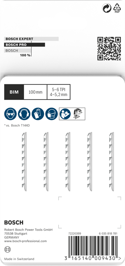 PRO Hardwood fast T144DF Jigsaw Blade - Bosch Professional