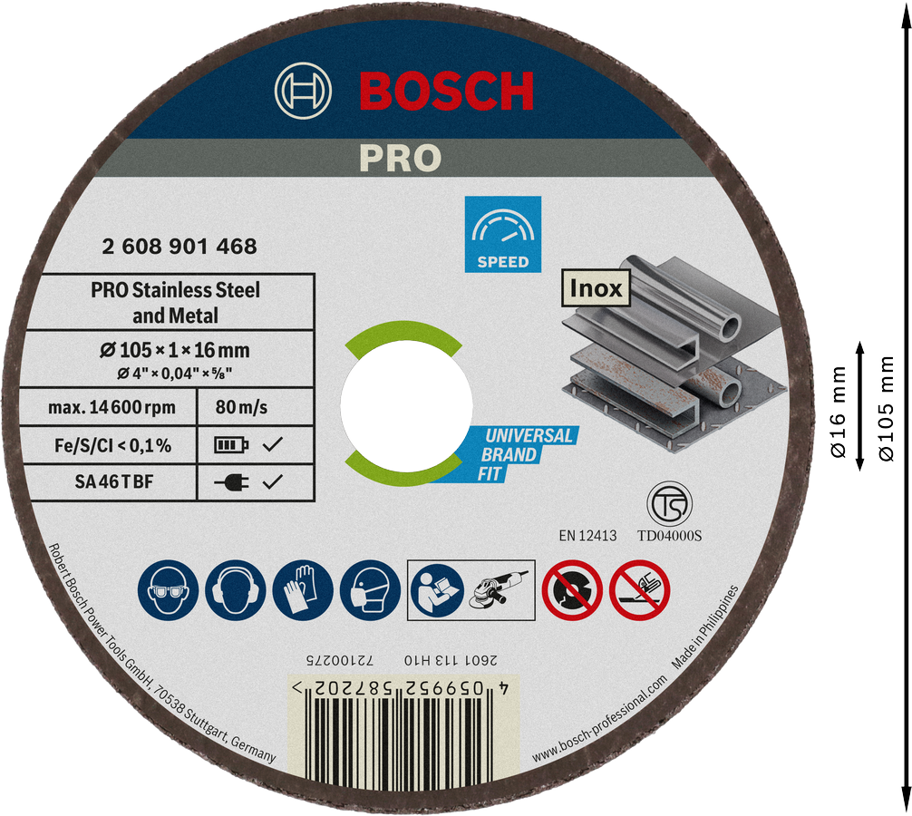 PRO Stainless Steel and Metal Bonded Cutting Disc - Bosch Professional